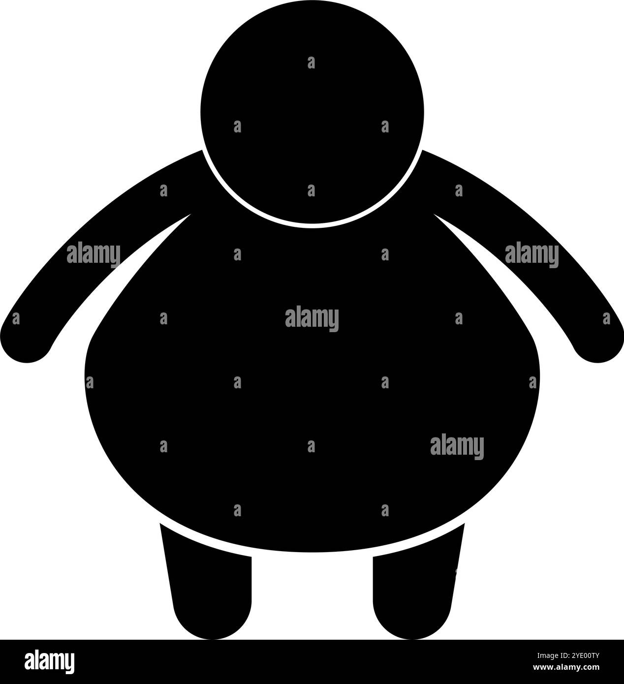 Fat person silhouette icon. Chubby obese body shape. Editable vector ...