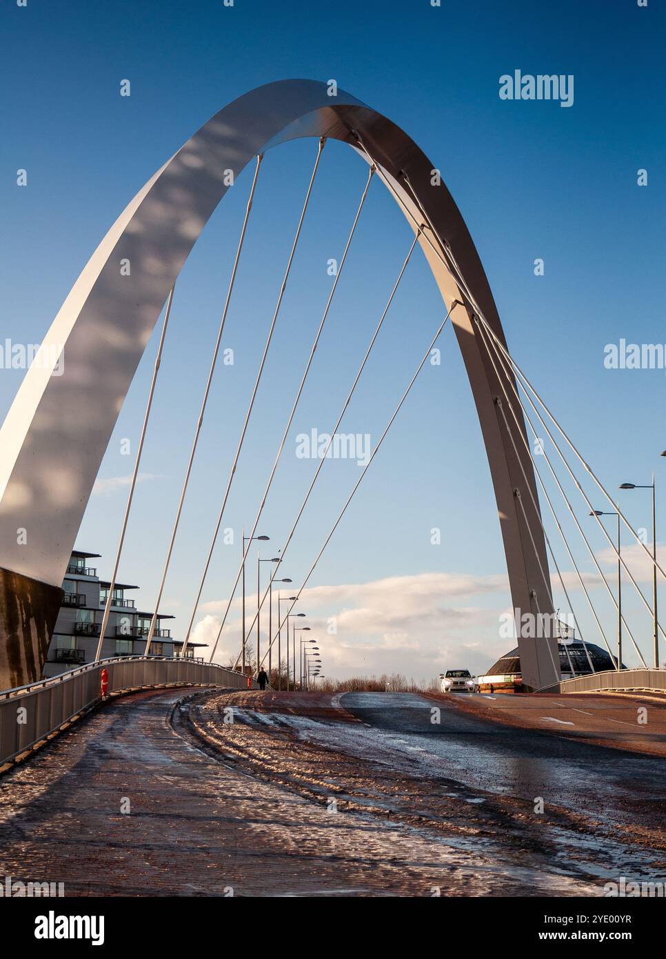 Winter sun shines on the Clyde Arc bridge in Glasgow, Scotland Stock ...