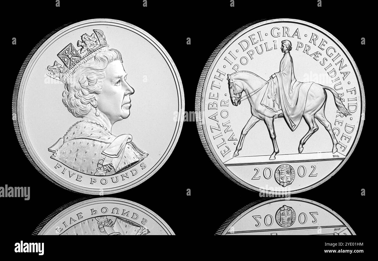 2002 £5 coin released in the UK to commemorate Queen Elizabeth II ...