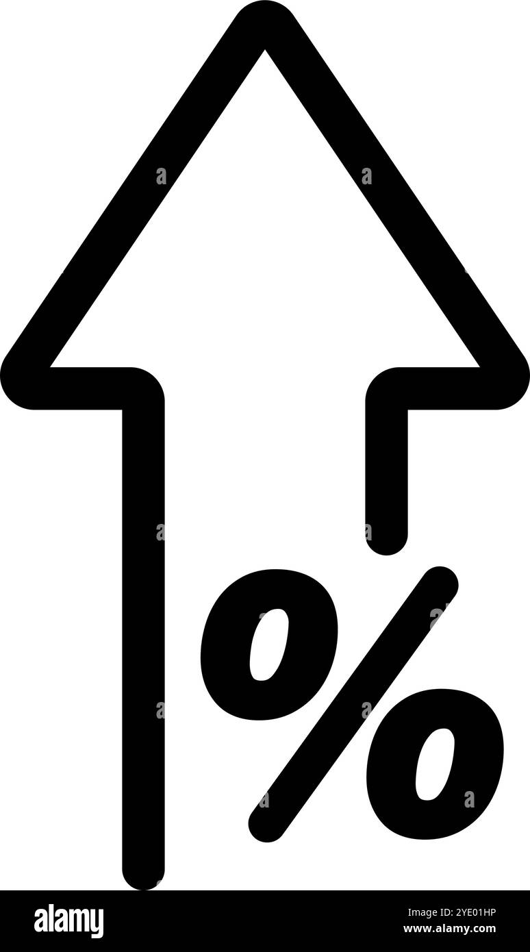 Interest rate percentage rising arrow icon. Editable vector Stock ...