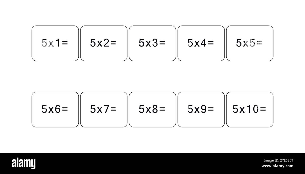 Multiplication and division table of 5. Maths card with an example ...