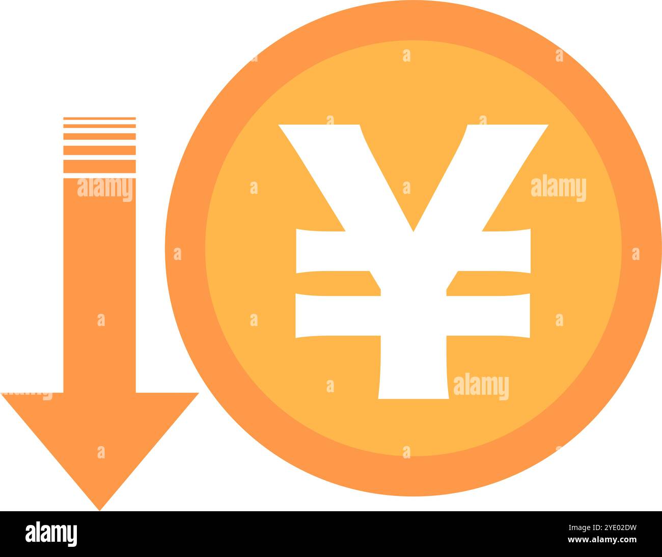 Flat Design Japanese Yen Falling Icon. Weakness of Japanese Yen value ...