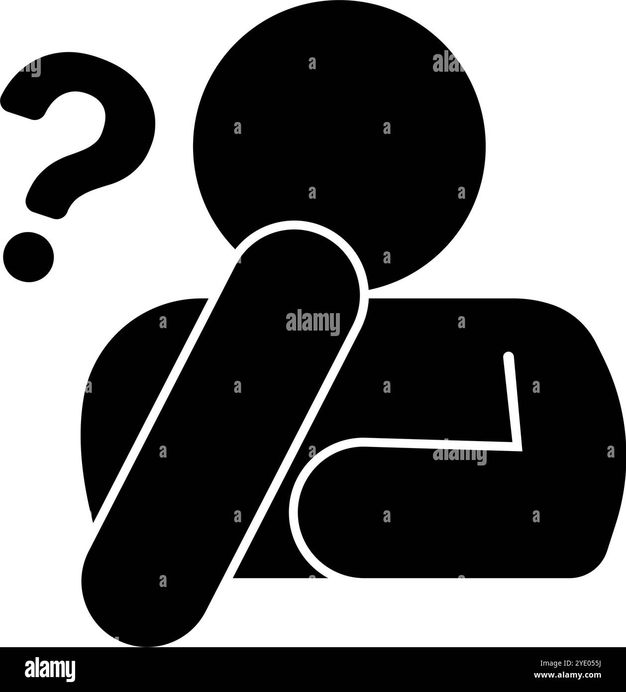 Worried person silhouette icon. Doubts and Worry. Editable vector Stock ...