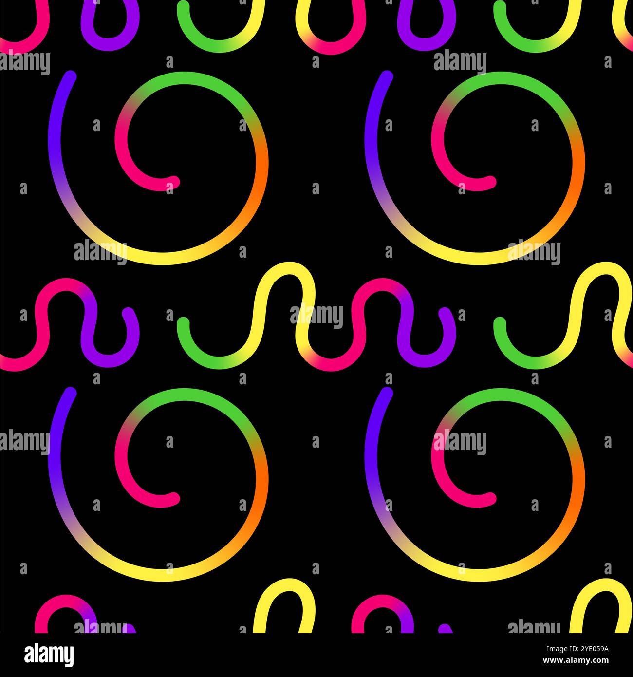 Abstract Seamless Colored Gradient Shapes Set. Squiggly Design Elements ...