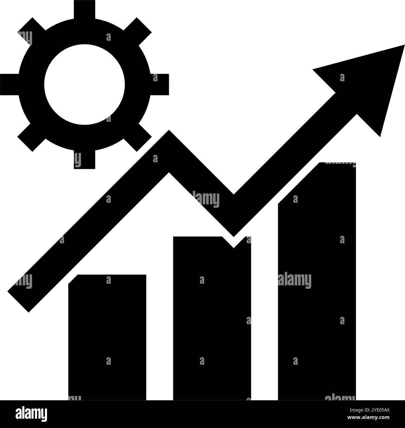 Developing graph silhouette icon. Bar graph and gear. Editable vector ...