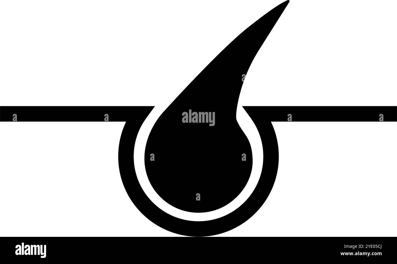 Hair root and hair silhouette icon. Human skin and hair. Editable ...