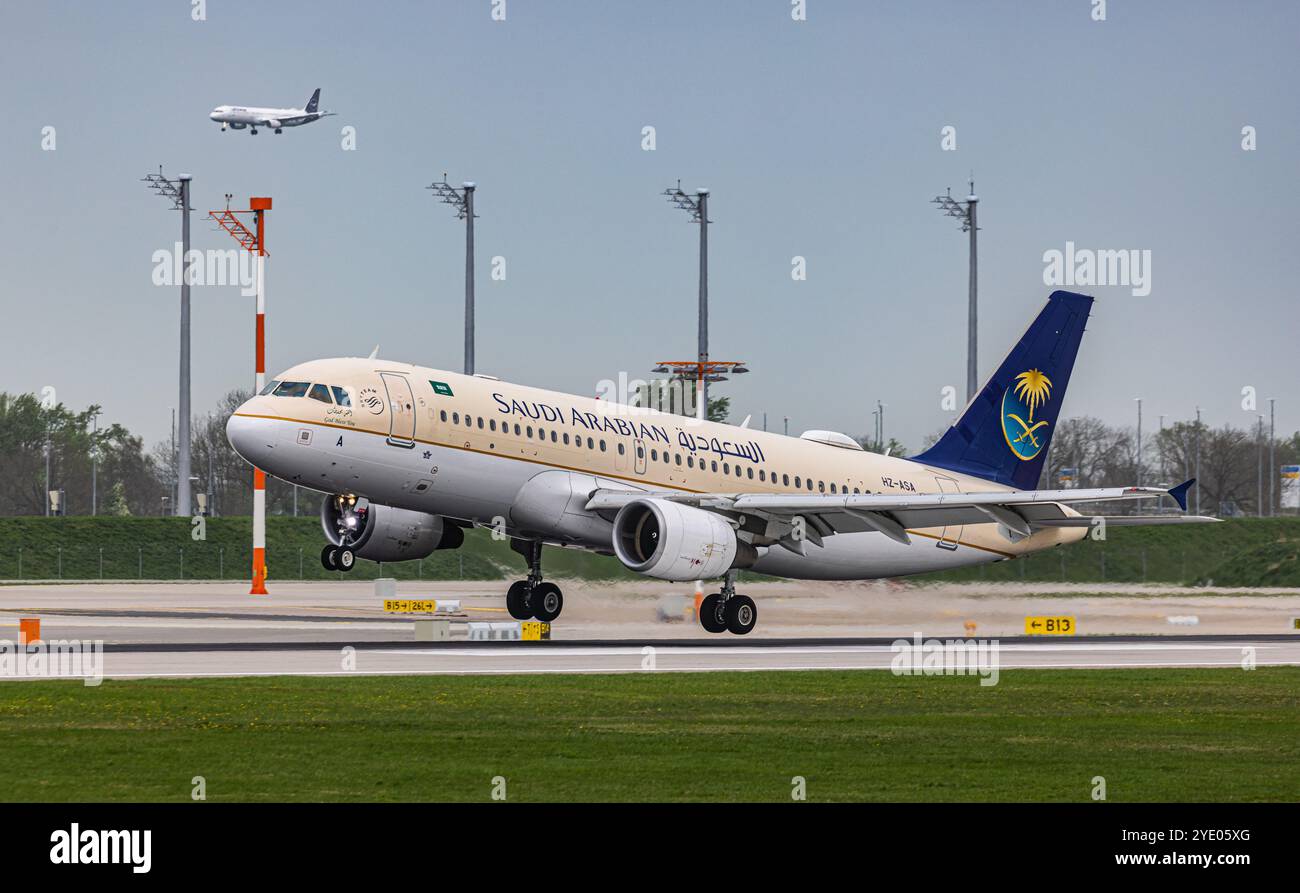 Munich, Germany, 9th Apr 2024: An Airbus A320-214 from Saudi Arabian ...