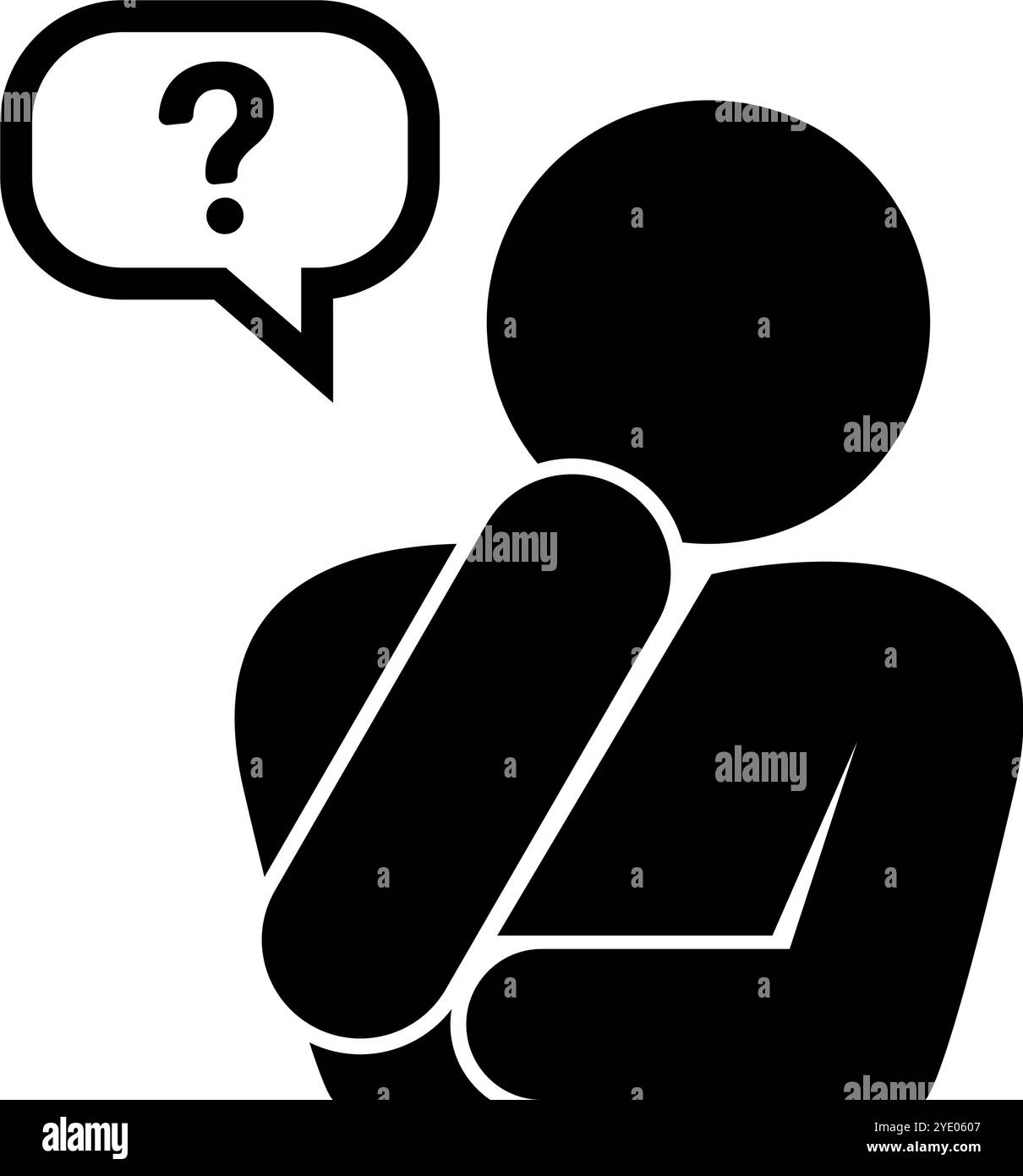 Worried person. Concerned person. Questioning speech balloon and person ...