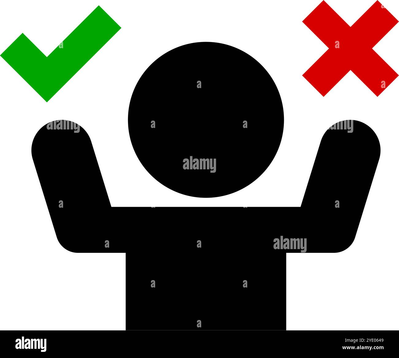 Check mark and cross mark choices and person icons. Decision. Editable ...