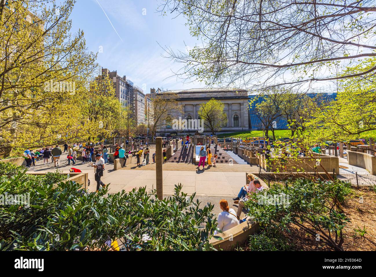 Children playing at Ancient Playground in Central Park, with views of ...