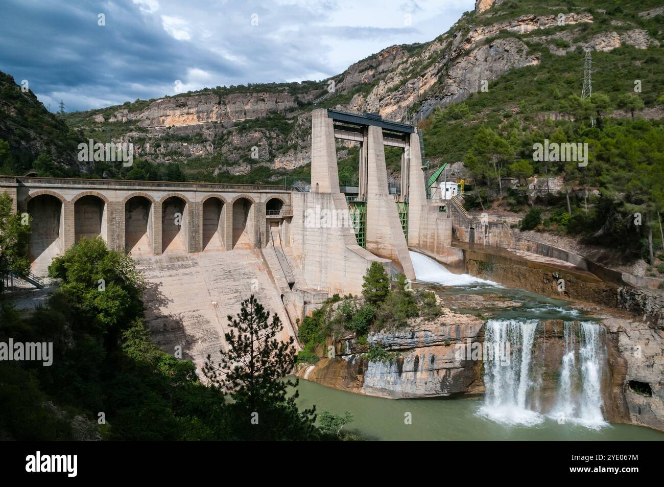 Spillway and dam of Terradets, Noguera Pallaresa River, Catalonia ...