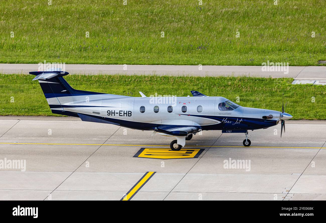 Zurich, Switzerland, 5th May 2024: A Pilatus PC12 NG from Alliance Executive Jets taxis to the ...