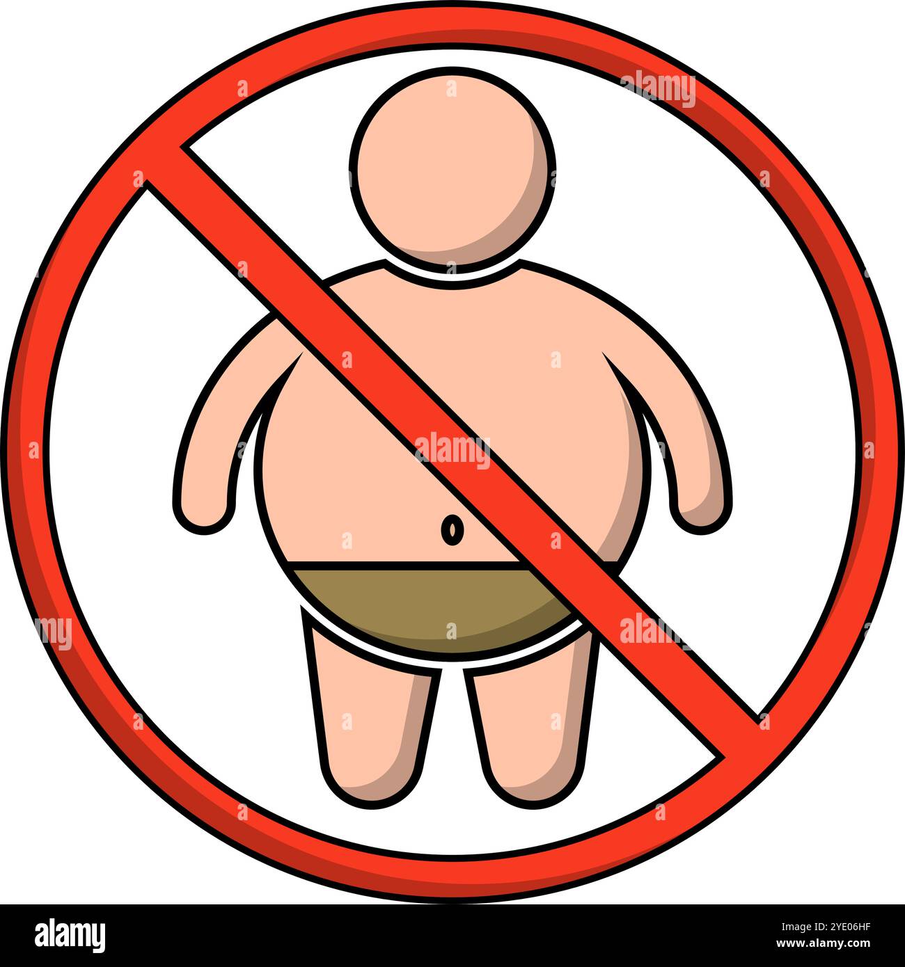 Flat design prohibited fat person sign. Weight restrictions. Editable ...