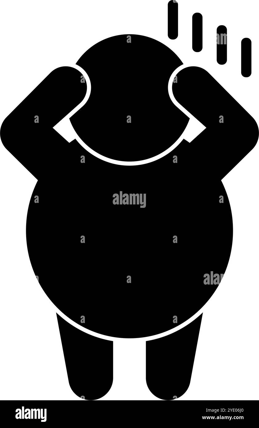 Depressed fat person silhouette icon. Editable vector Stock Vector ...