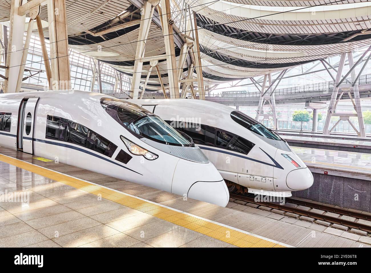 High speed train at the railways station of Beijing Stock Photo - Alamy