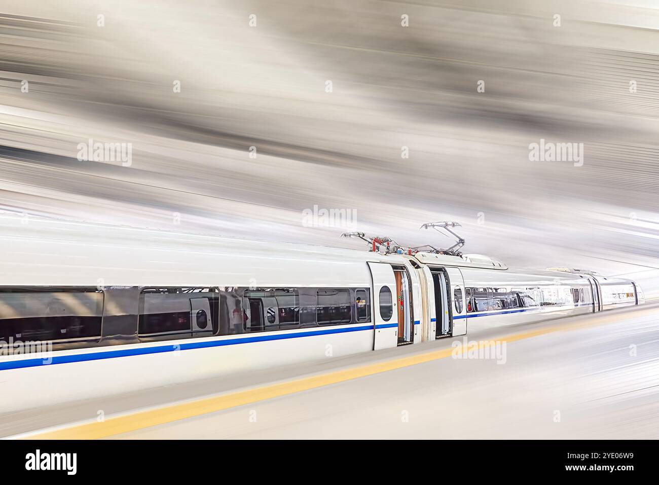 Modern high speed train at the railways station Stock Photo - Alamy