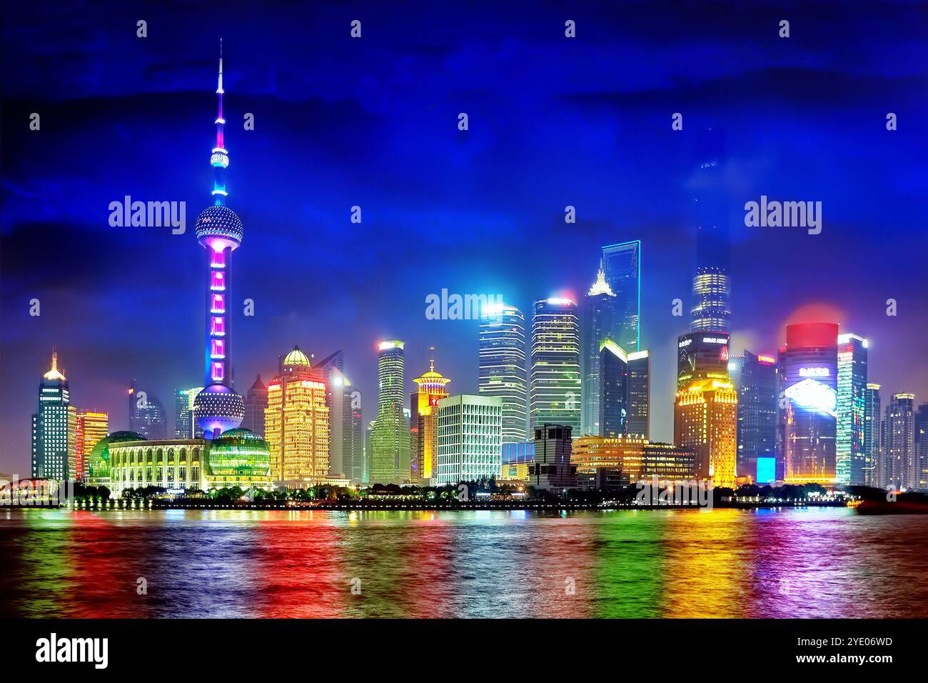 Beautiful Shanghai Pudong skyline view from the Bund waterfront, China ...