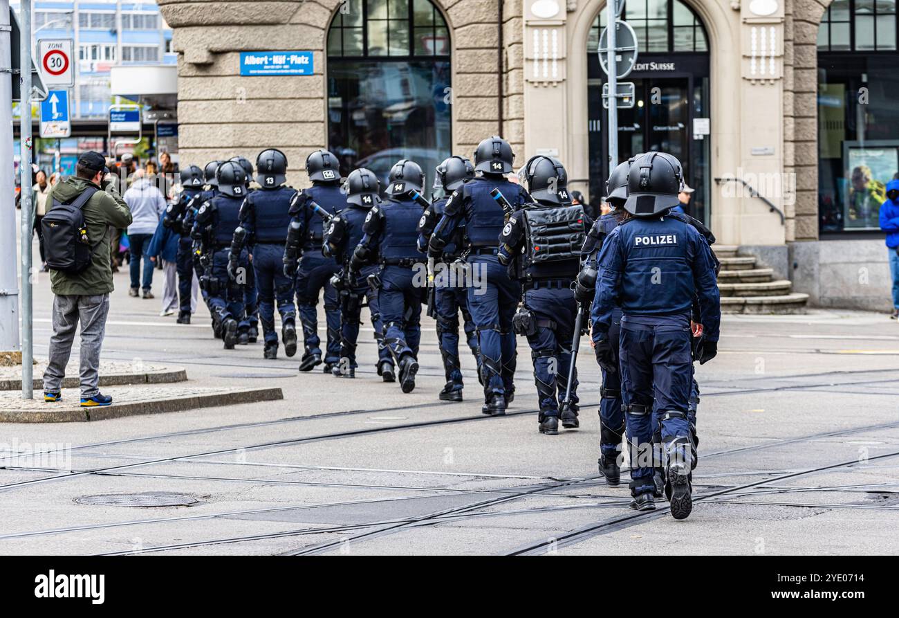 Zurich, Switzerland, 14th Sep 2024: The Zurich city police are securing ...
