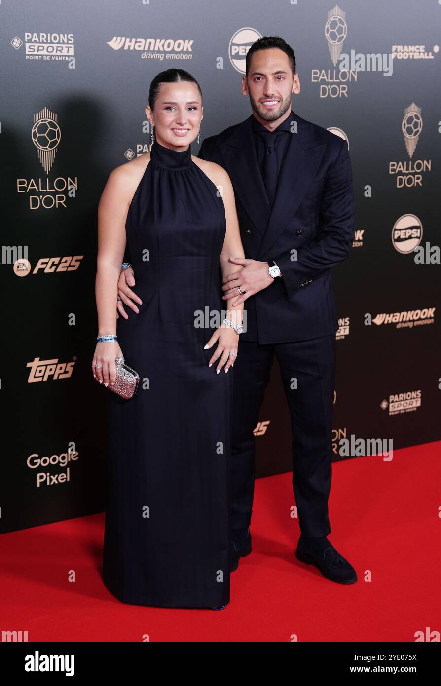 Inter Milan and Turkey player Hakan Calhanoglu and his wife Sinem ...