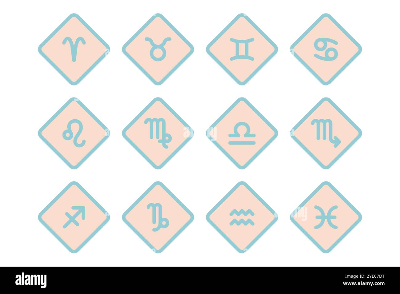 Zodiac horoscope. Twelve astrological icon symbols set. Stylized star ...