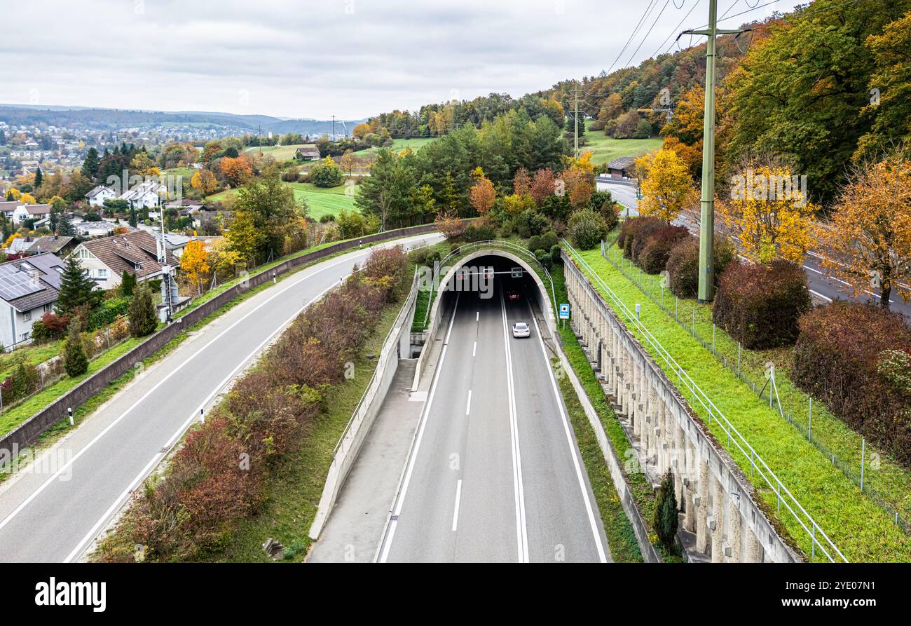 Flurlingen, Switzerland, 20th Oct 2024: Bird's-eye view of the A4 ...