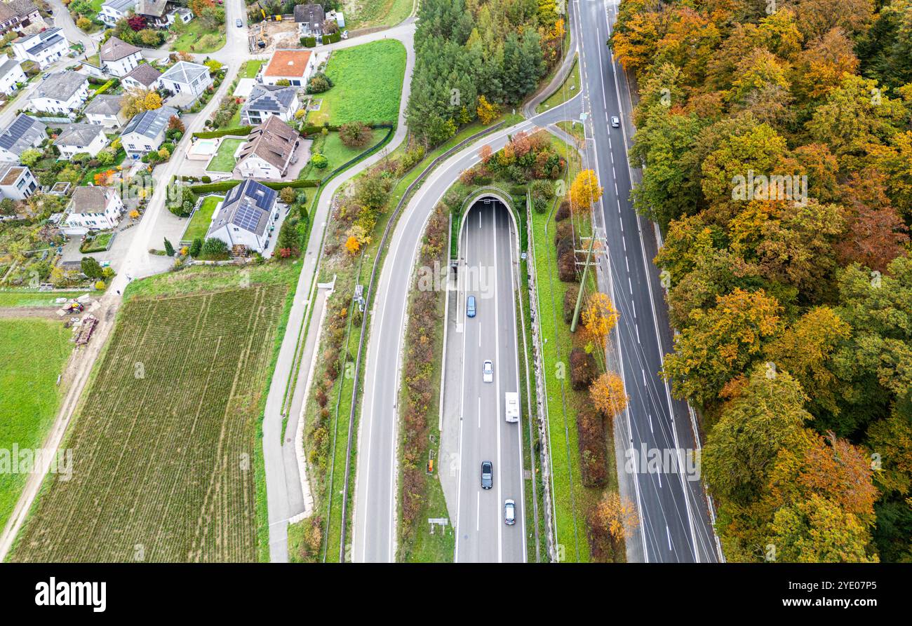Flurlingen, Switzerland, 20th Oct 2024: Bird's-eye view of the A4 ...