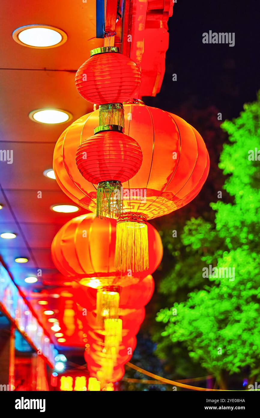 Traditional Chinese red lanterns ( balls). Beijing, China Stock Photo ...