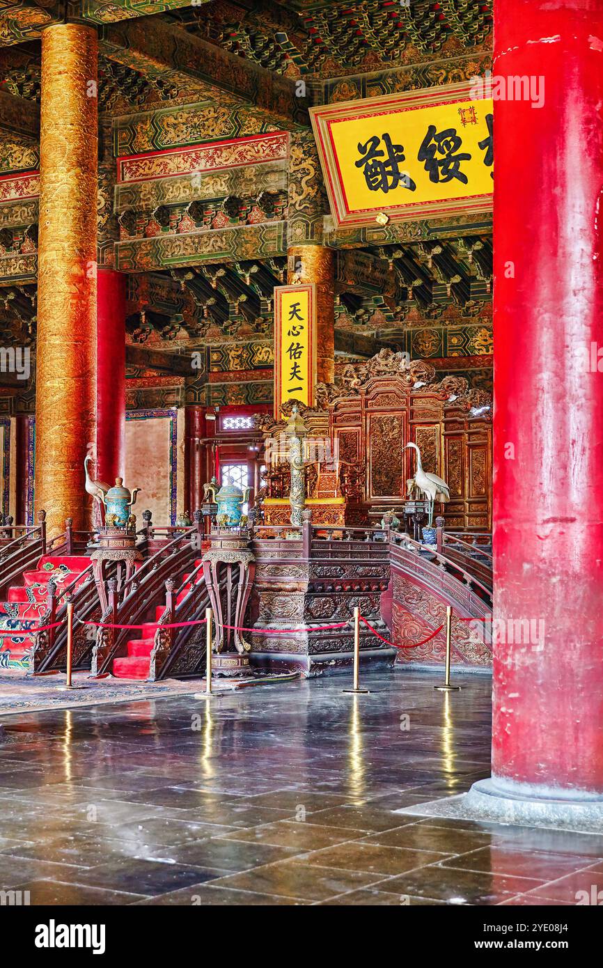 Interior Throne Room in the Hall of Preserving Harmony in the Forbidden ...