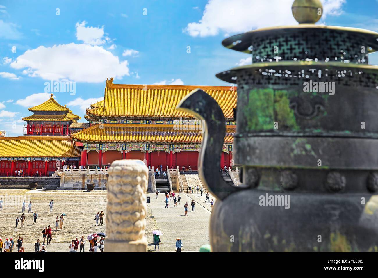 Old building , historic, and modern residential part of Beijing with ...