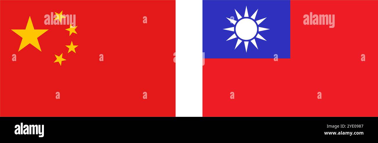 Chinese flag and Taiwan flag icon set. Editable vector Stock Vector ...