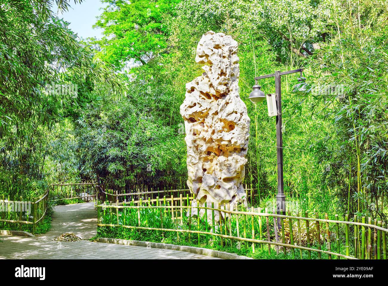 Typical Chinese garden, park with bizarre rocks. Beijing, China Stock ...