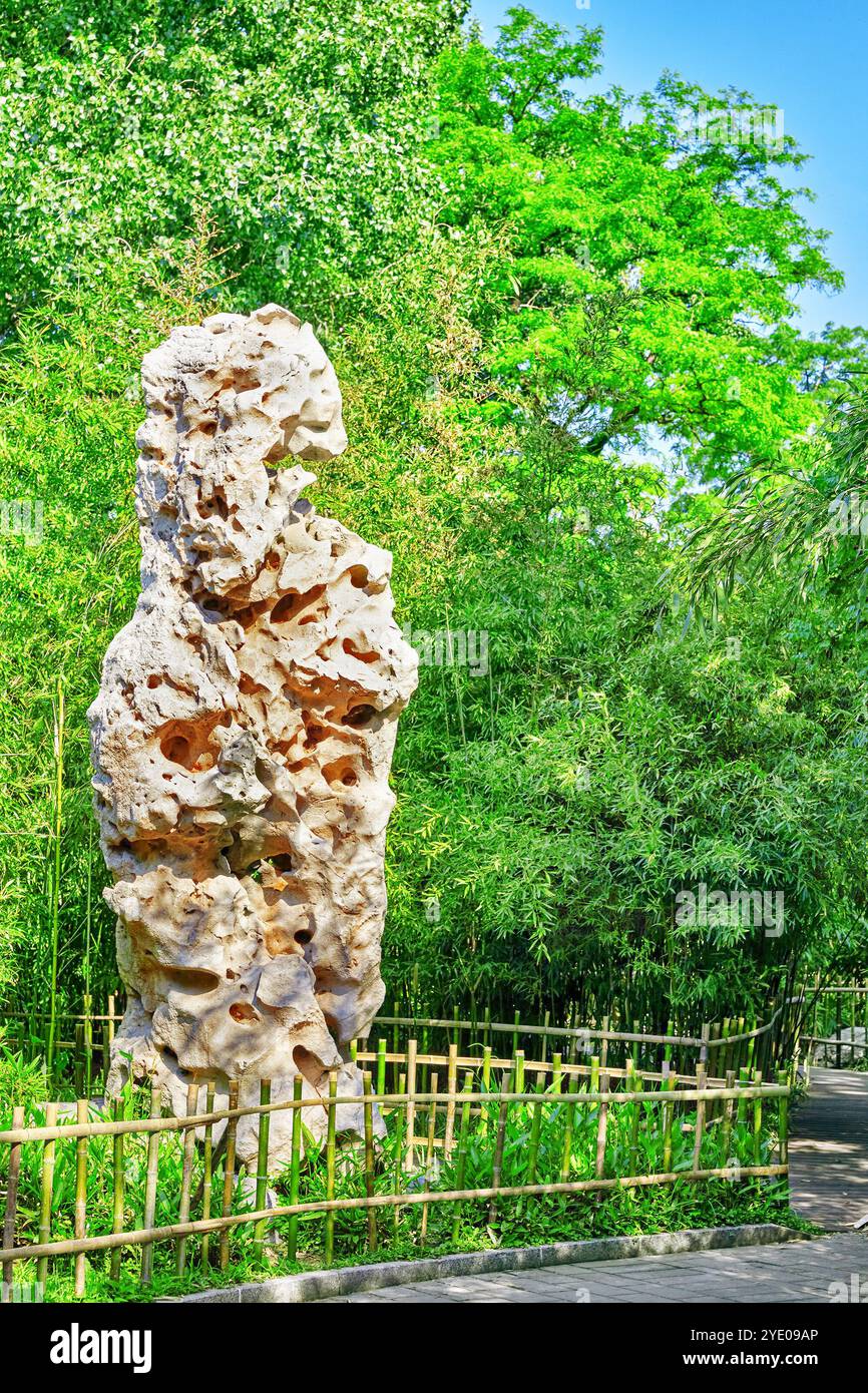 Typical Chinese garden, park with bizarre rocks. Beijing, China Stock Photo - Alamy