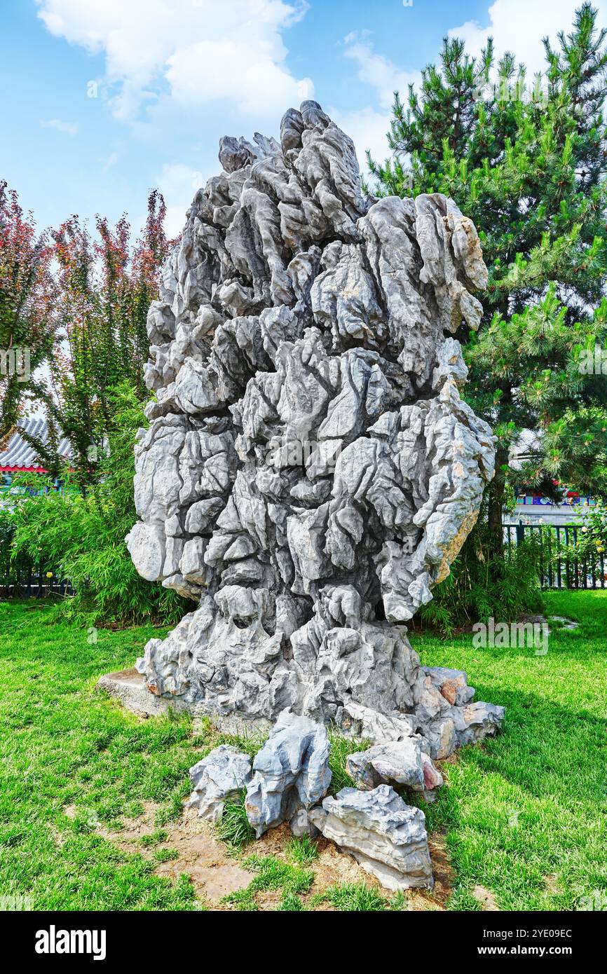 Typical Chinese garden, park with bizarre rocks. Beijing, China Stock Photo - Alamy