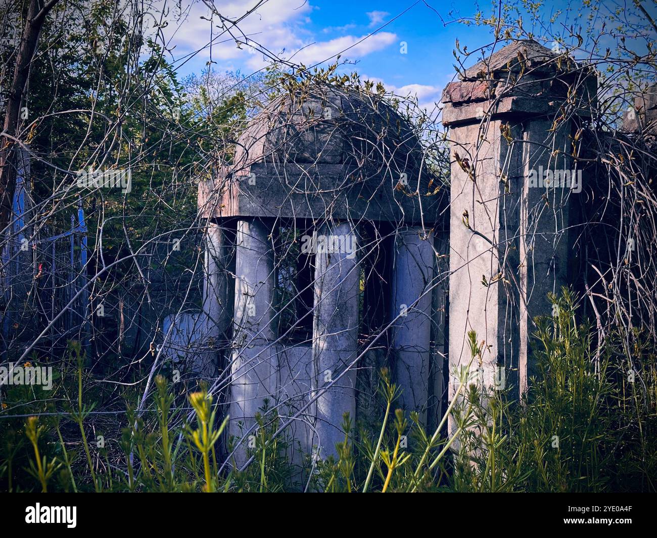 An abandoned ancient building covered by grass Stock Photo - Alamy