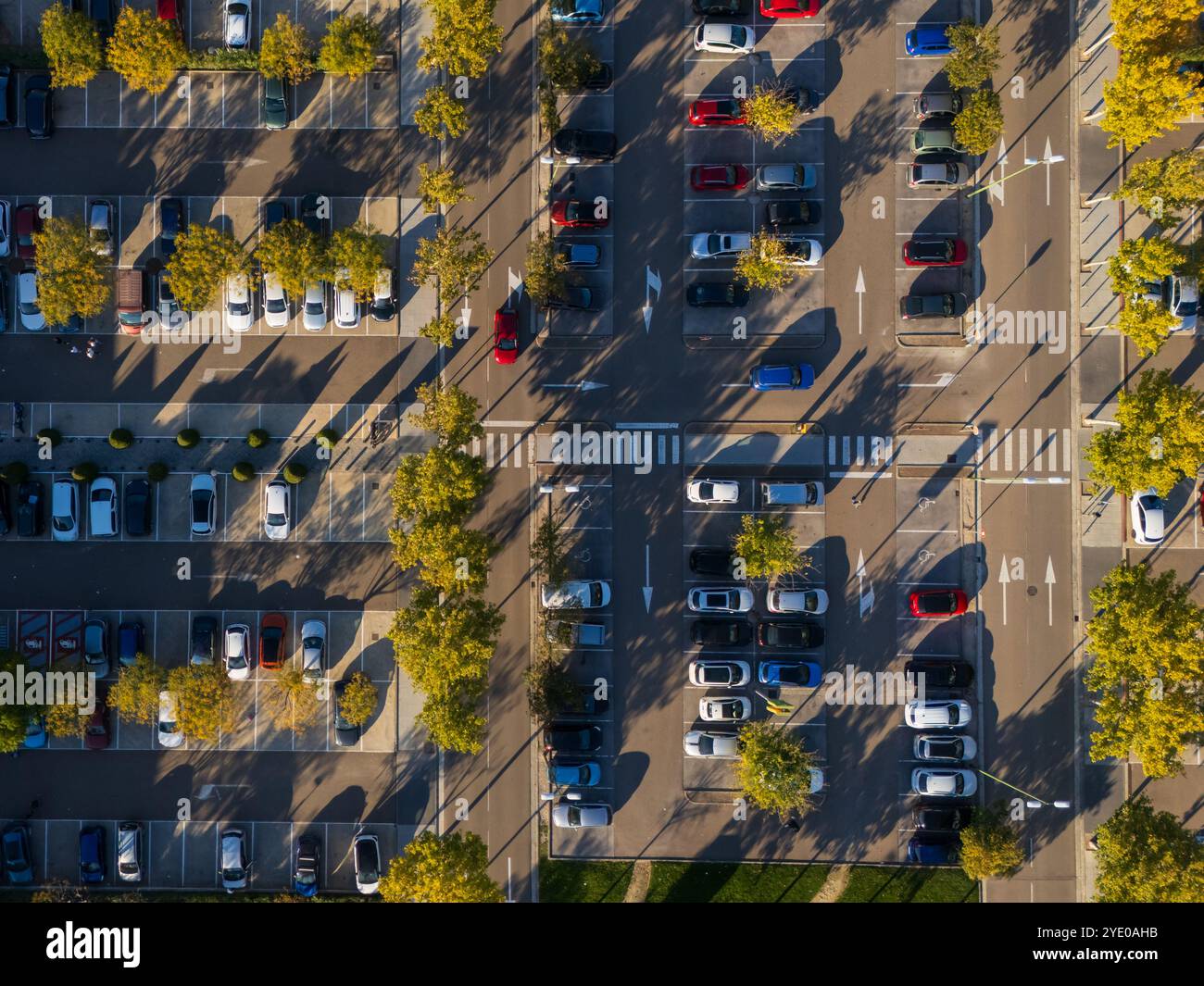 Aerial view of parking lot in shopping center Stock Photo - Alamy