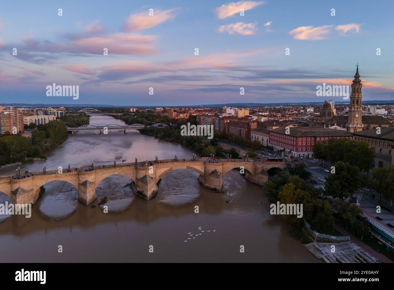Aerial view lighting pedestrian bridge hi-res stock photography and ...