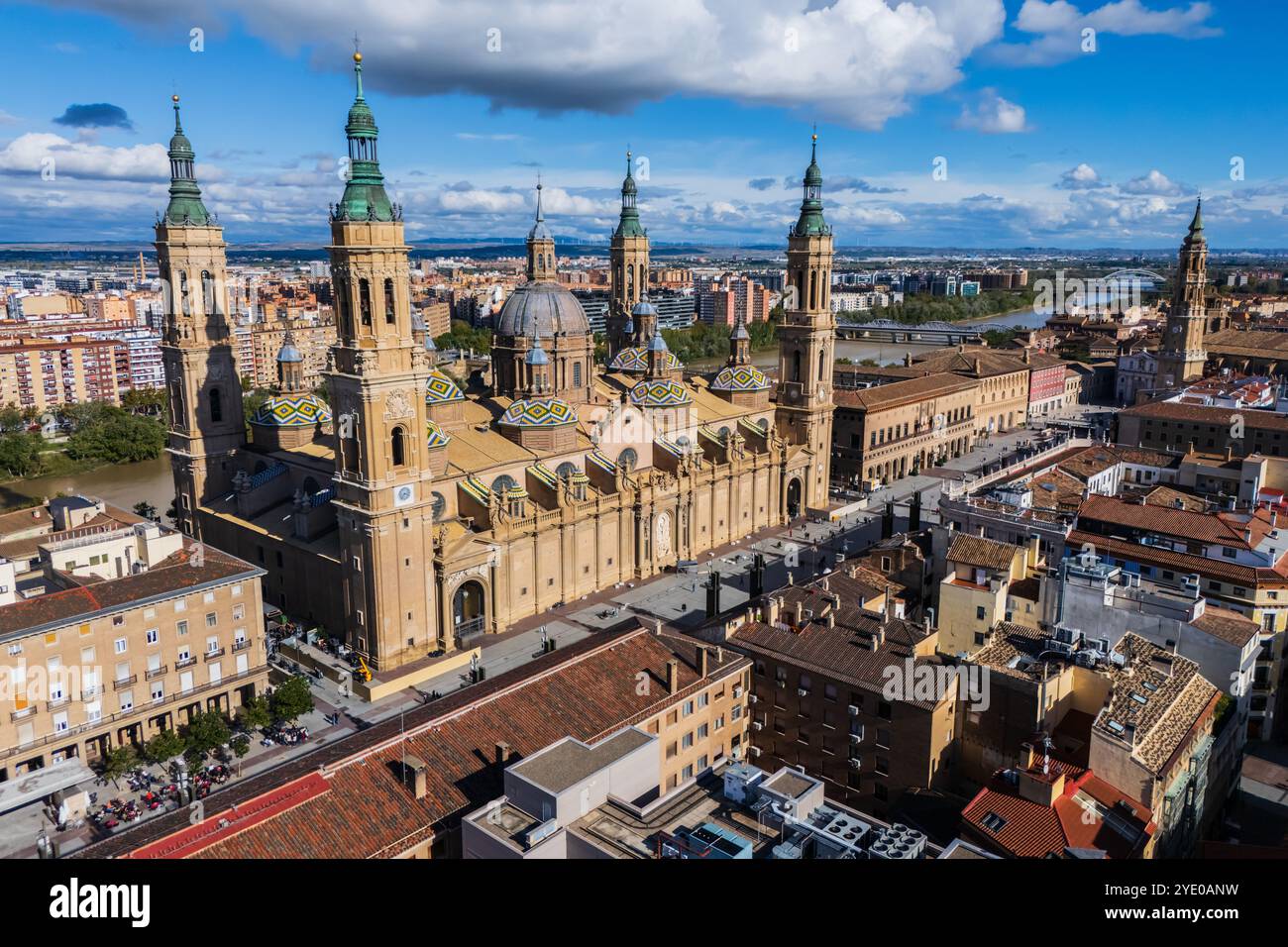 Aerial view of Cathedral-Basilica of Nuestra Señora del Pilar in ...