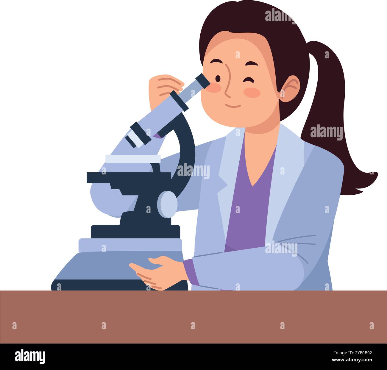 scientist woman with microscope Stock Vector Image & Art - Alamy
