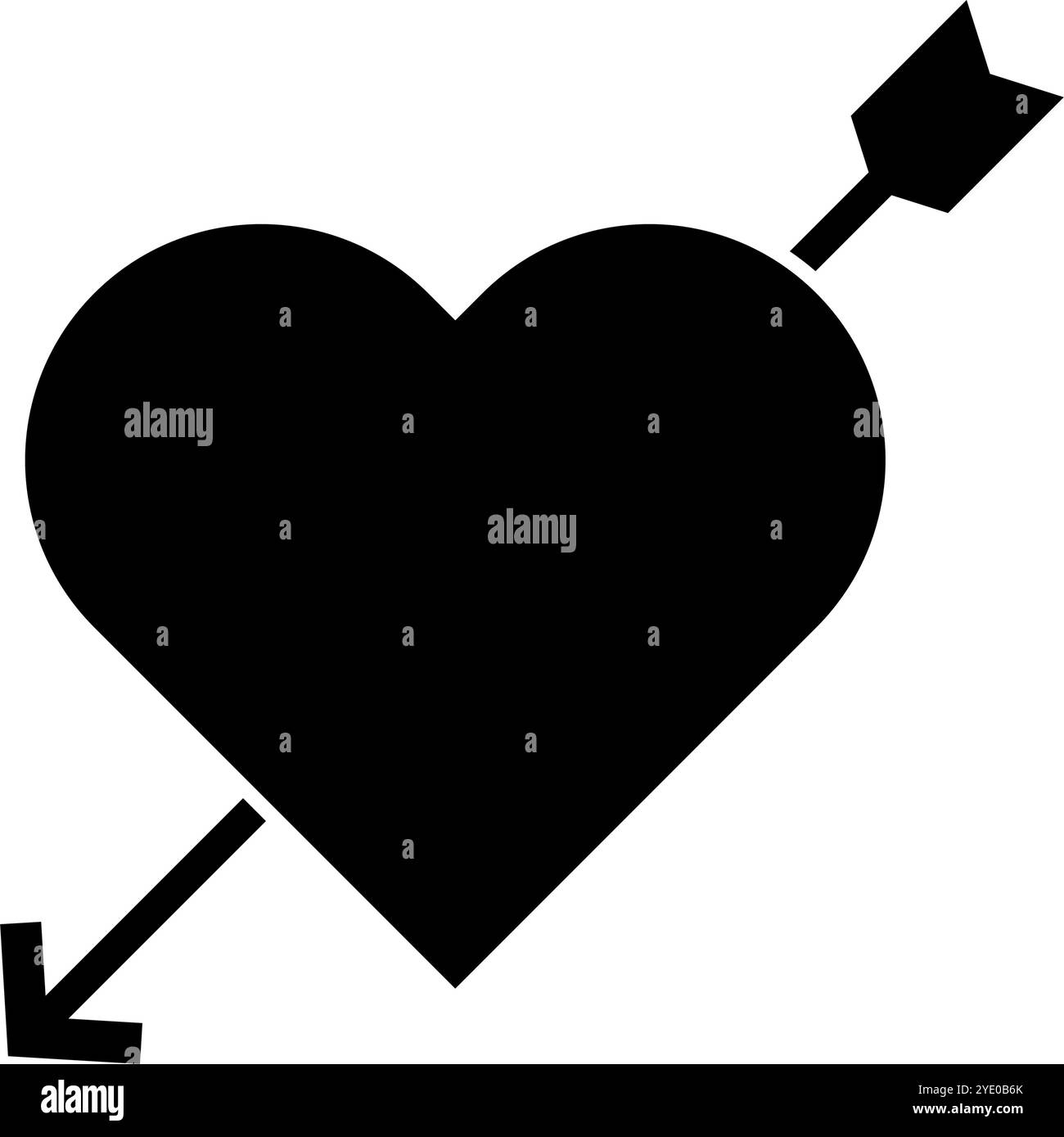 Arrow sticking in heart silhouette icon. Cupid. Editable vector Stock ...