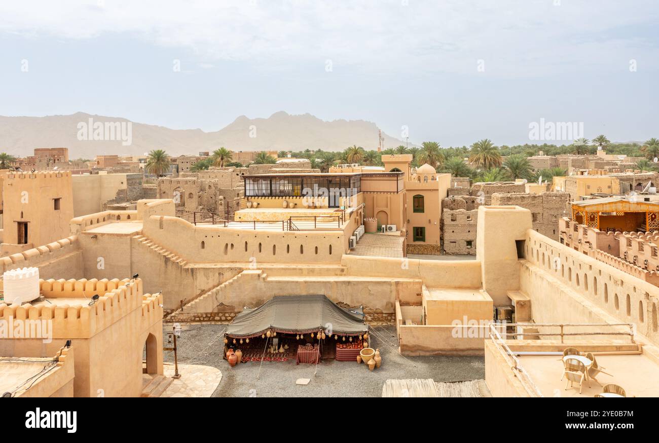 Arabic citadel fortress inner yard view with stairs, towers and walls ...