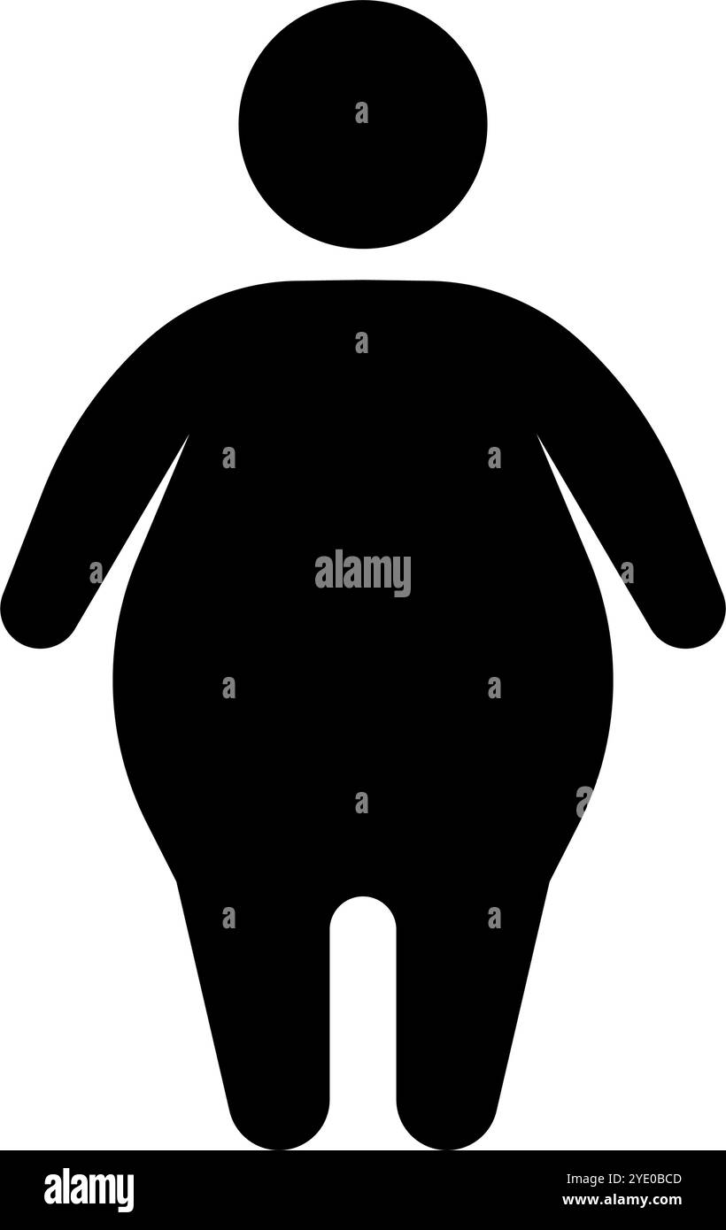 Fat person silhouette icon. Chubby person silhouette icon. Editable ...
