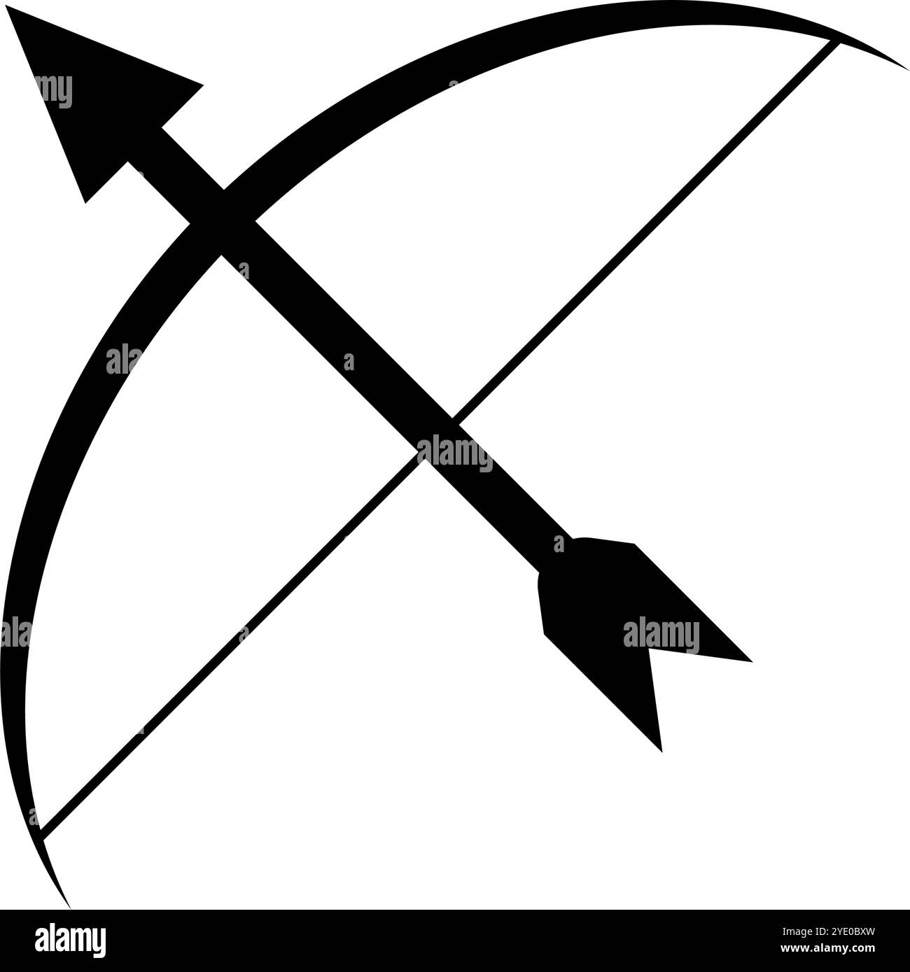 Ranged weapon bow and arrow silhouette icon. Editable vector Stock ...