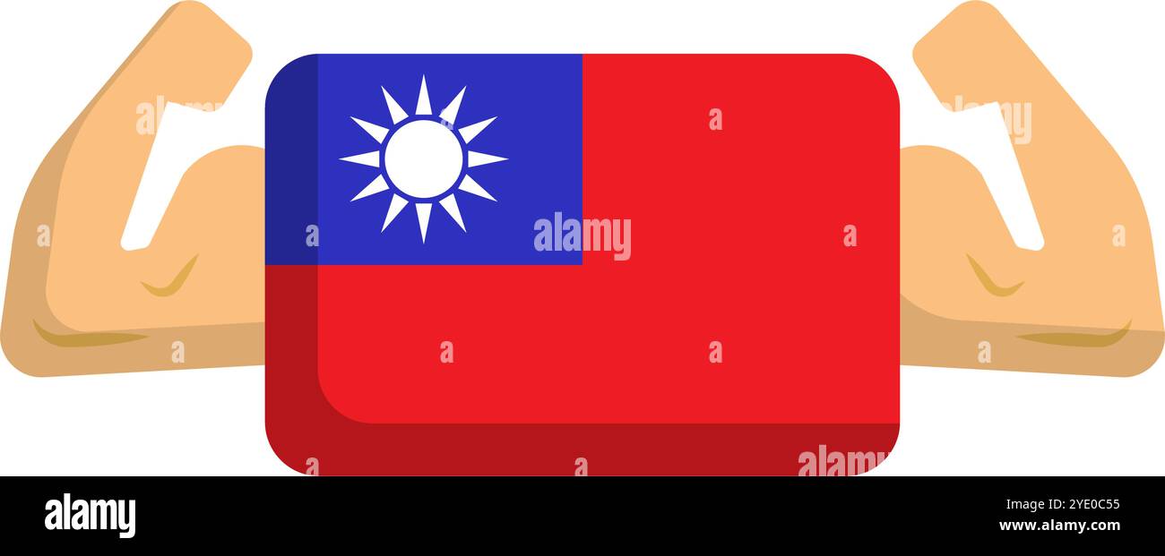 Muscle and Taiwan flag icon. Taiwanese power. Editable vector Stock ...