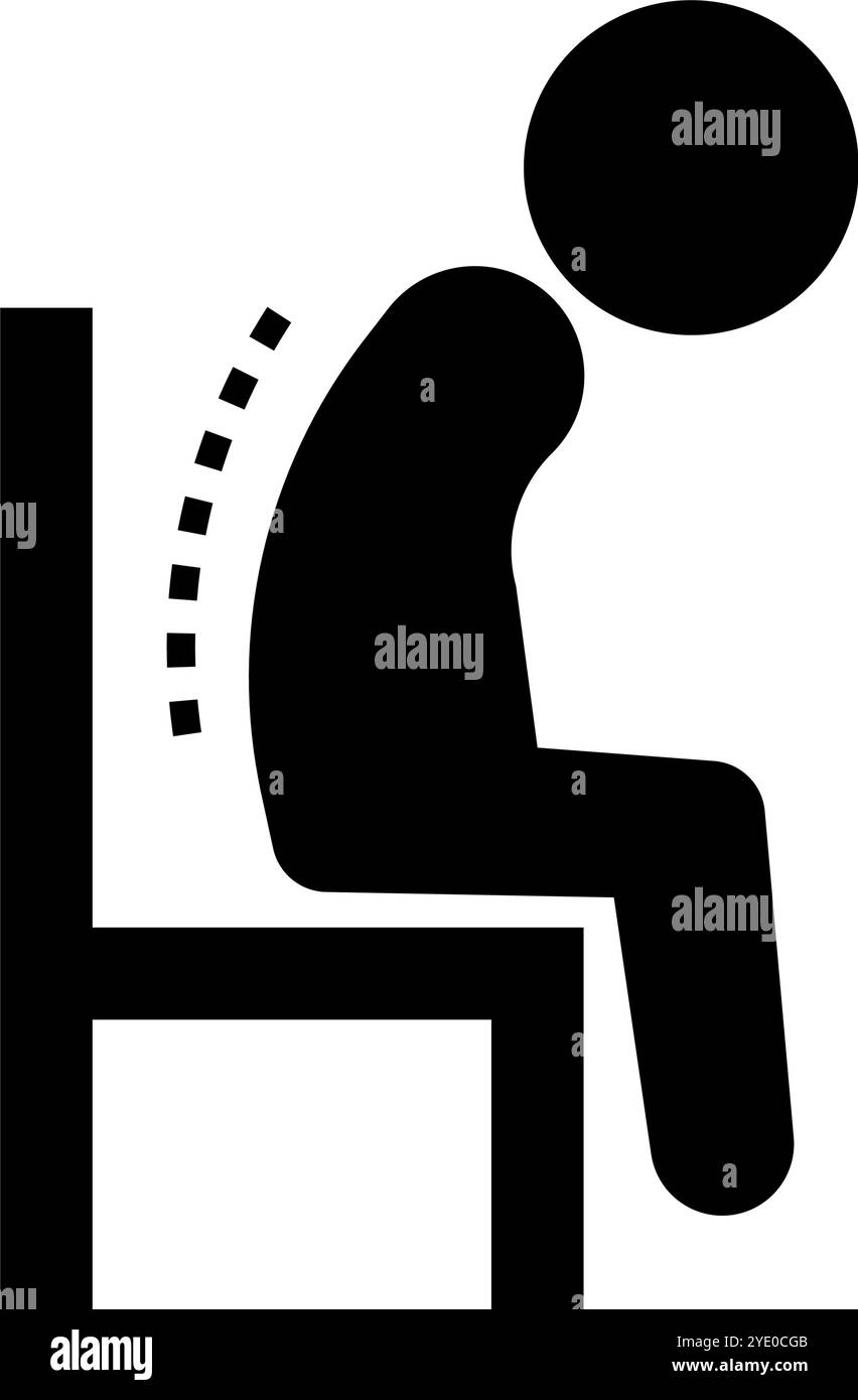 Slouching person sitting on chair icon. Editable vector Stock Vector ...