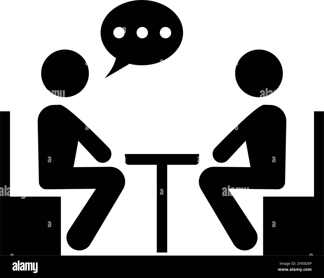 Two people sitting and talking silhouette icon. Meeting and discussing ...