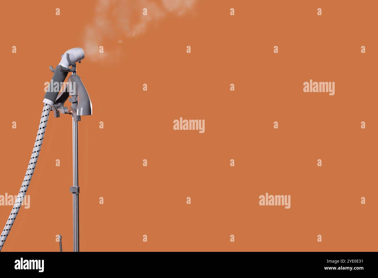 A contemporary steam machine is elegantly releasing steam against a ...