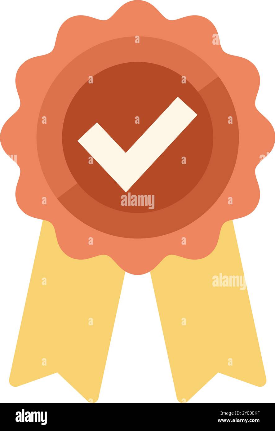 Approved or certified quality badge, showing a check mark and a ribbon ...