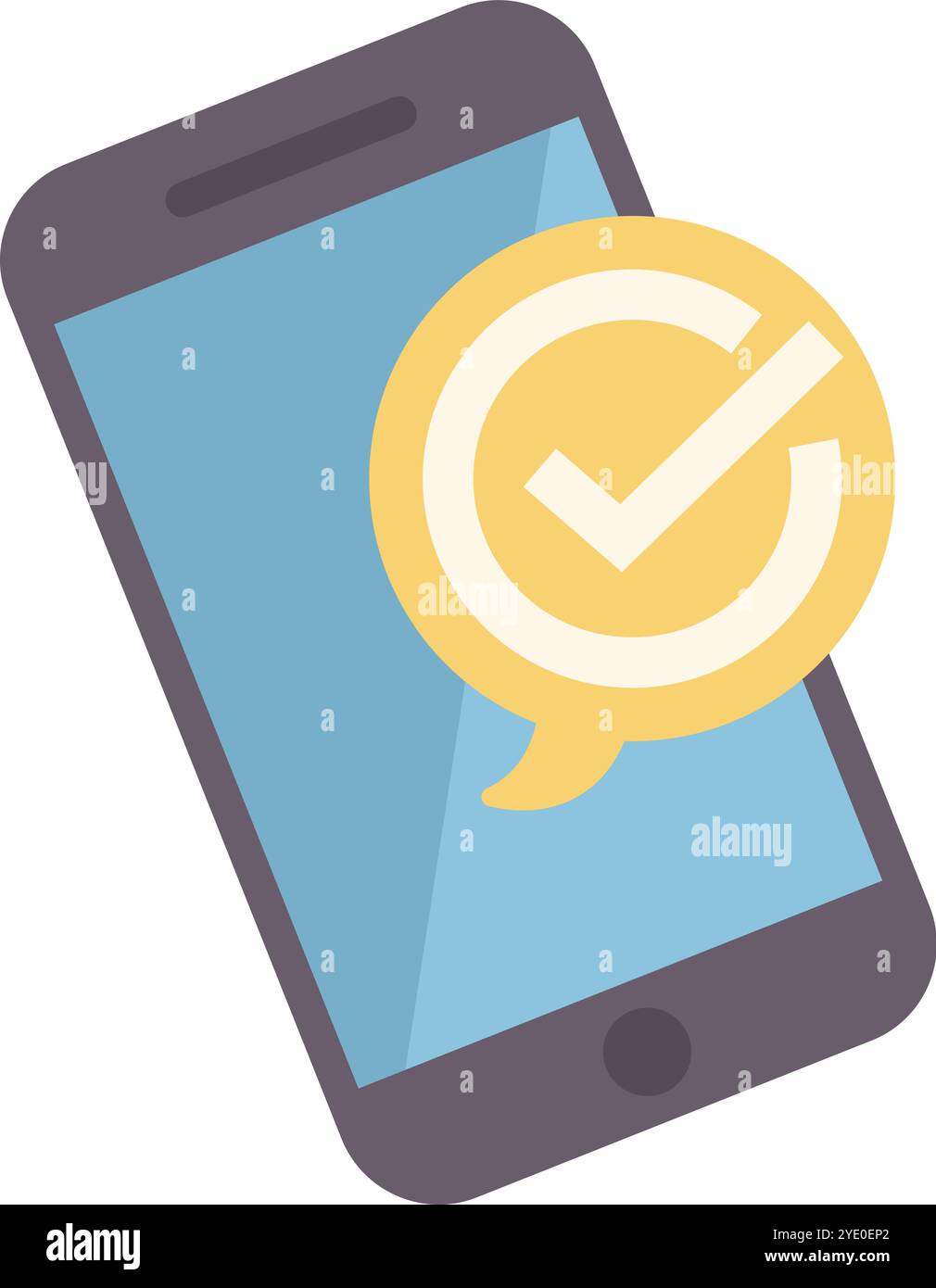 This Vector Illustration Features A Smartphone Displaying A Validation Checkmark Icon