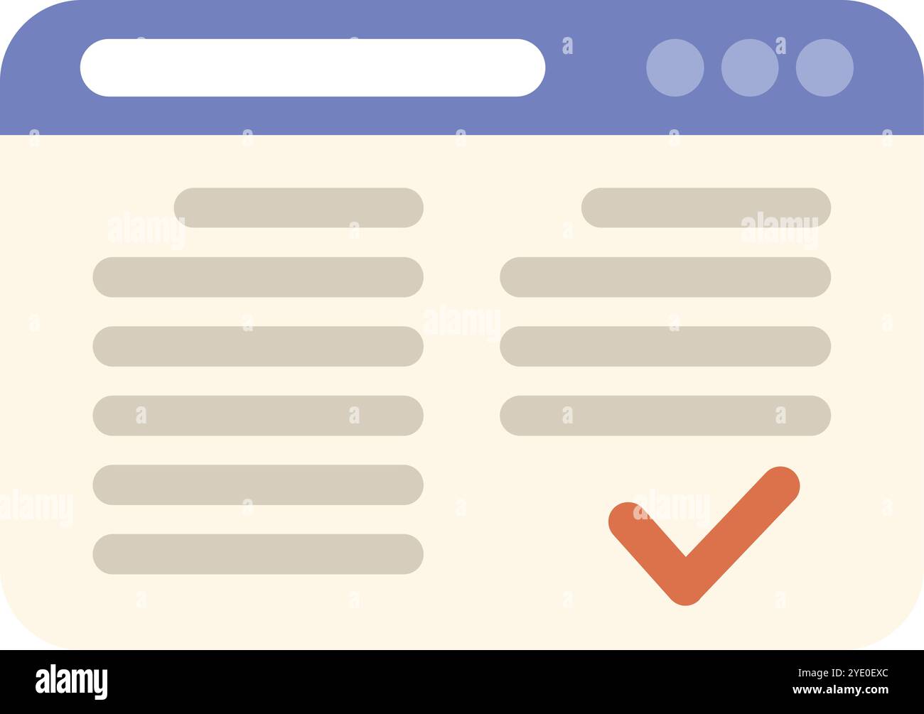 Minimalist flat design illustration of a website displaying a check ...