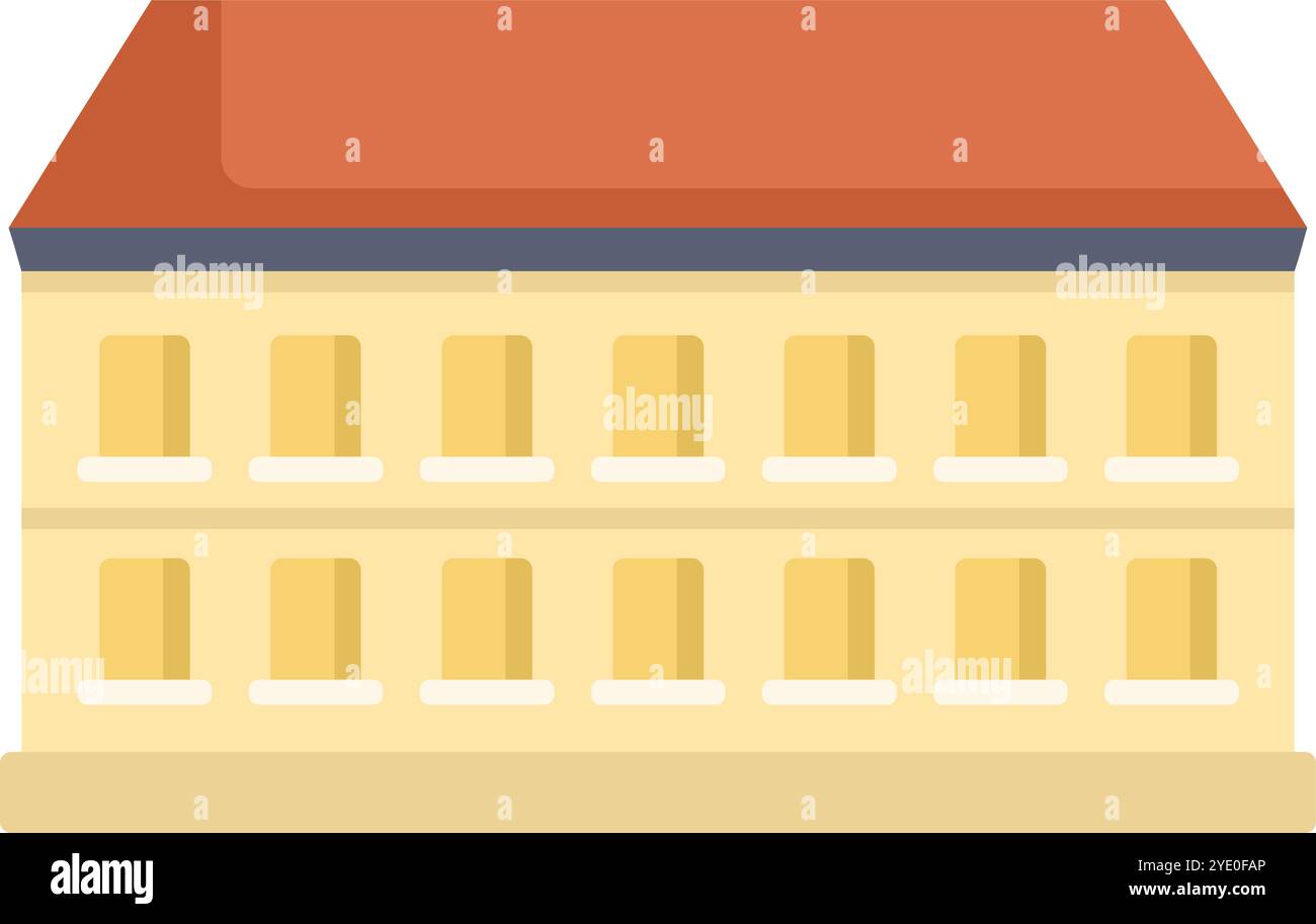 Big city hall building with large windows facade icon in flat style ...